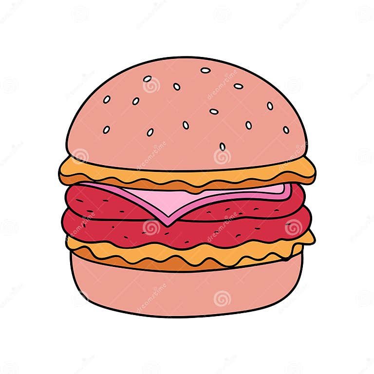 Deluxe Pink Burger with Crispy Bacon Stock Vector - Illustration of ...