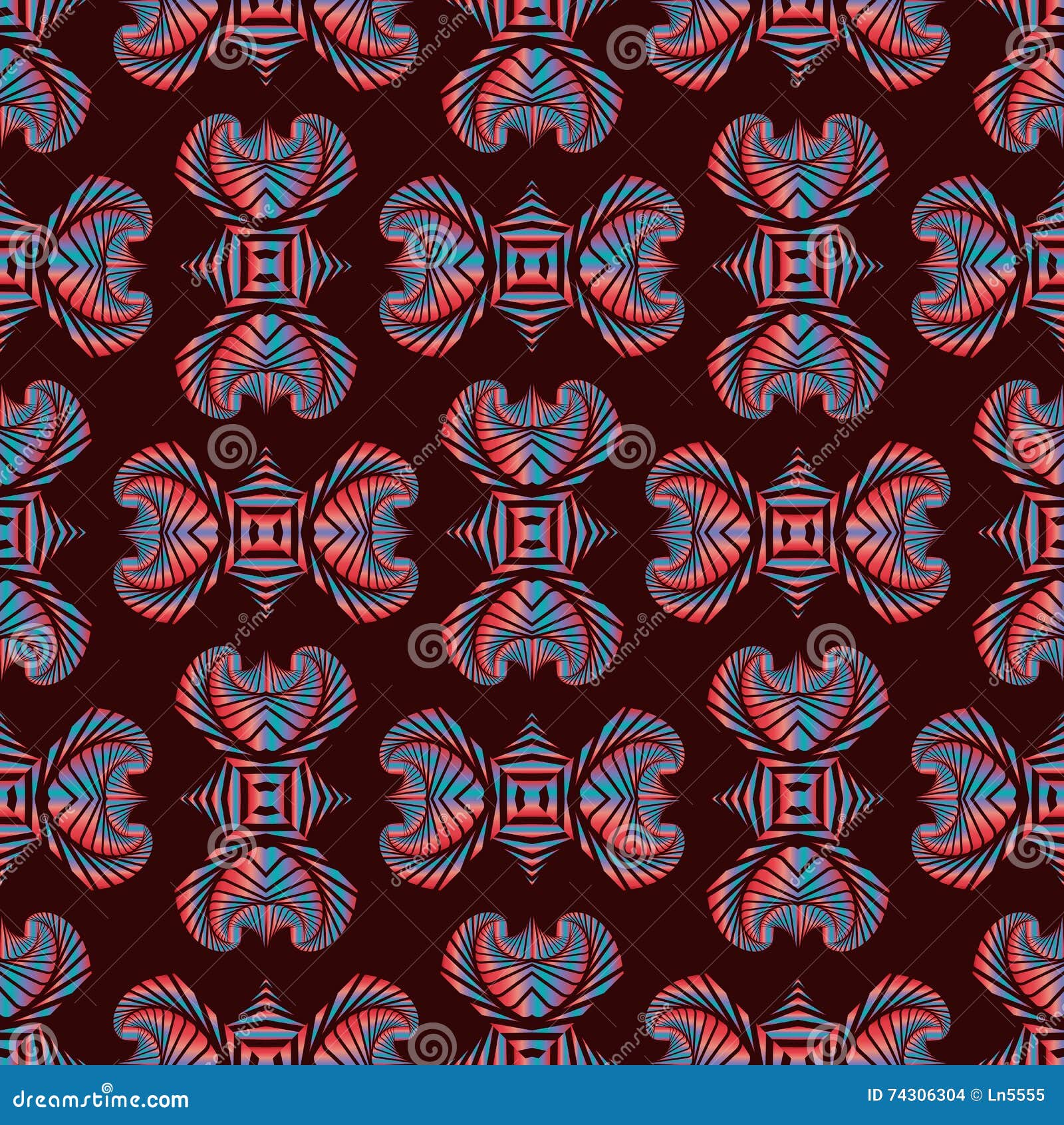Deluxe Seamless Pattern with Red and Blue Metallic Decorative Ornament ...