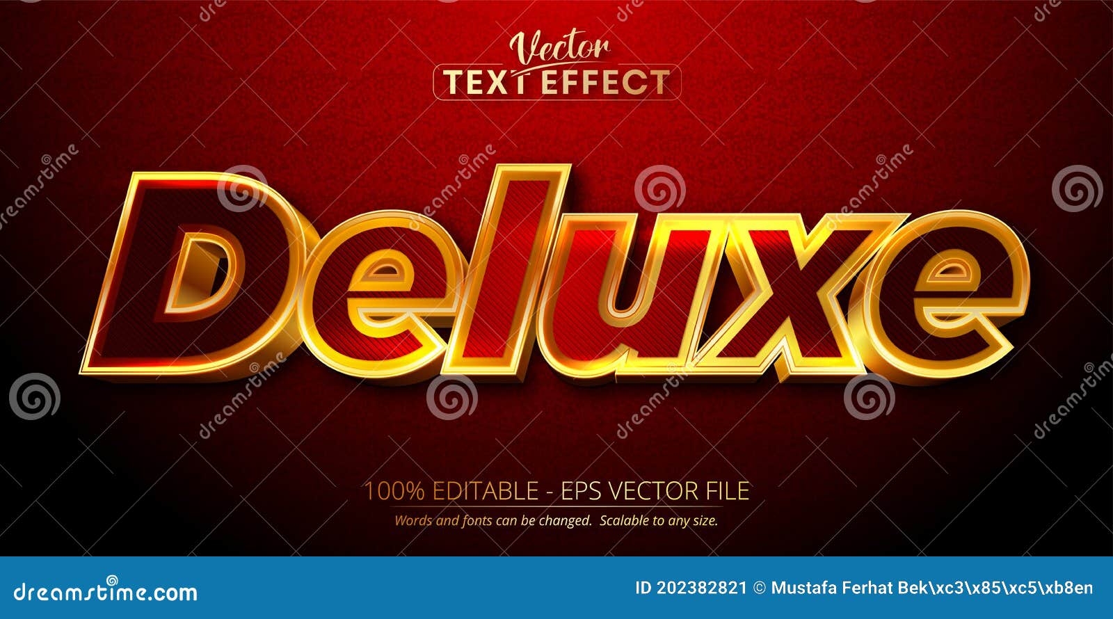 Deluxe Text, Shiny Gold Style Editable Text Effect Stock Vector ...