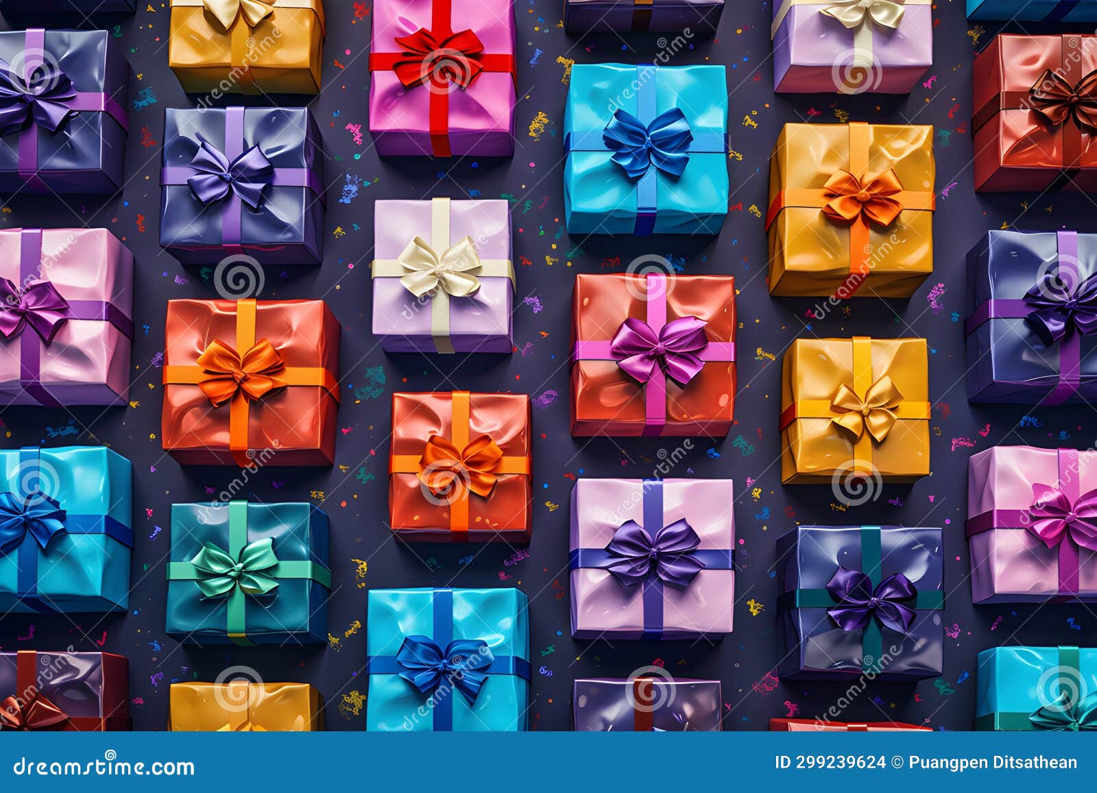 Symmetrical Brilliance: Multicolor Gift Boxes Texture in Top-View ...