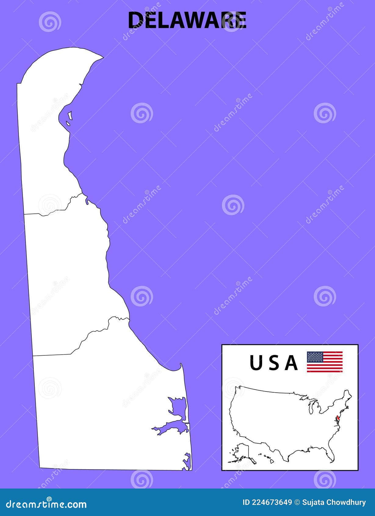 Delware Map. Delware in USA Stock Vector - Illustration of atlantic ...