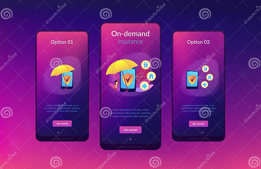 On-demand Insurance App Interface Template. Stock Vector - Illustration ...