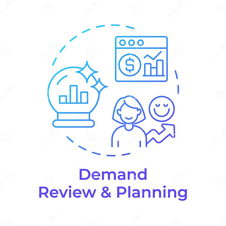 Demand Review and Planning Blue Gradient Concept Icon Stock Vector ...