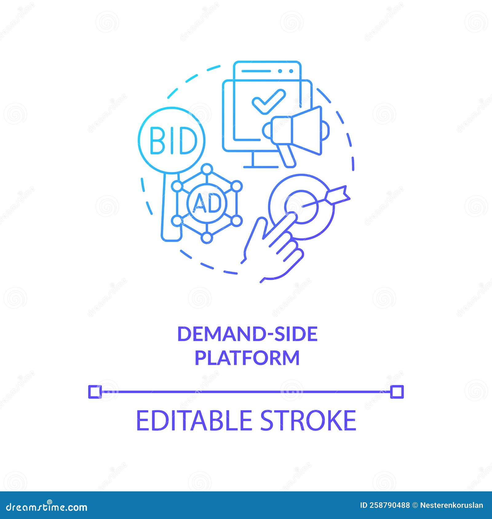 Demand-side Platform Blue Gradient Concept Icon Stock Vector ...