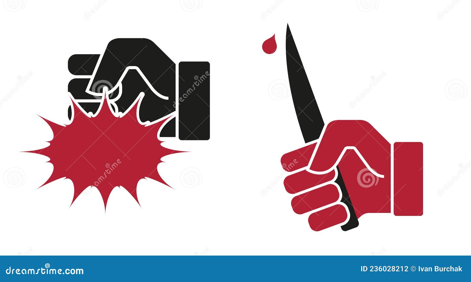 Demands, Violence, Hand Beats, Hand with a Knife. Vector Illustration ...