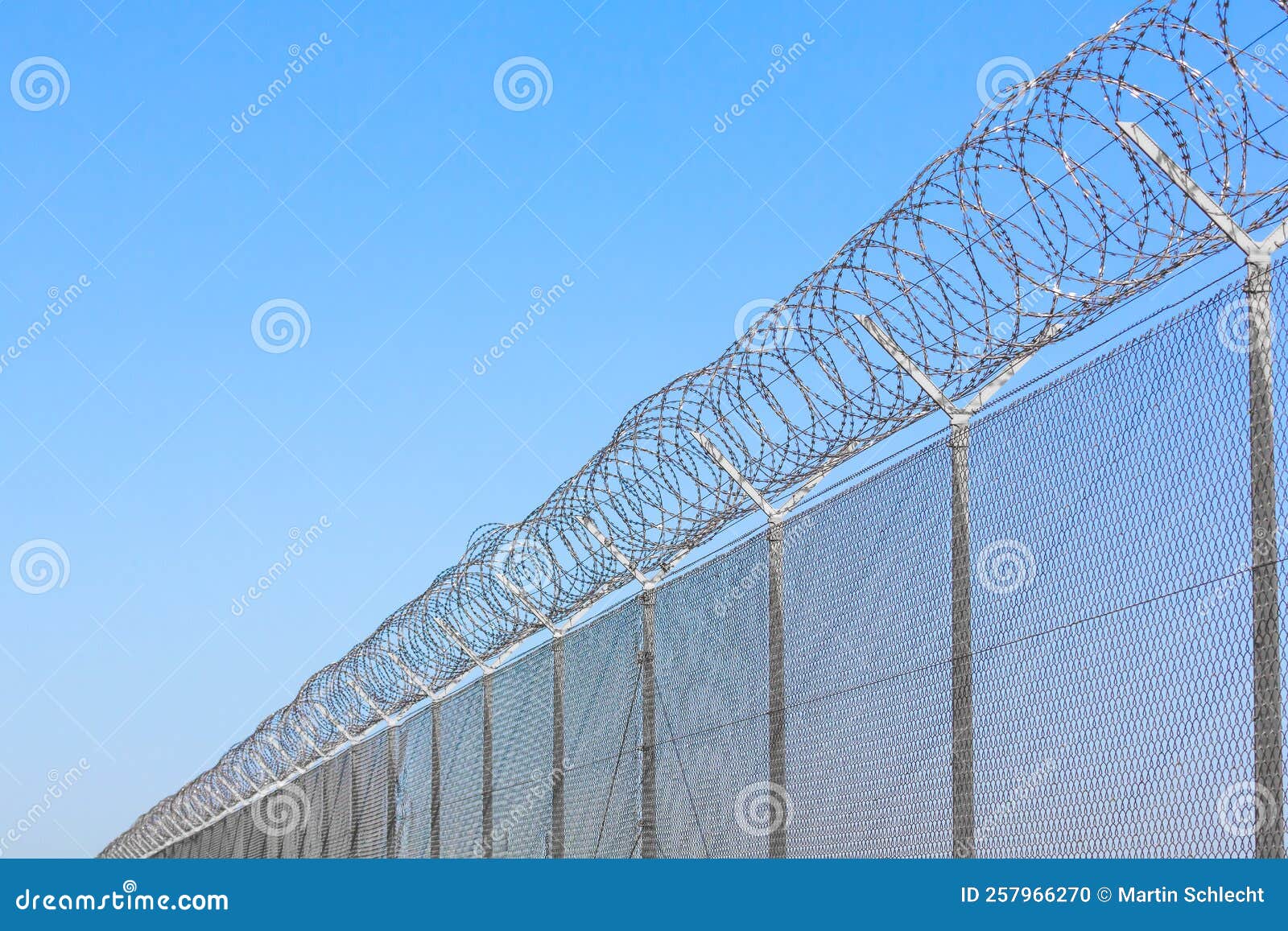 Demarcation Fence Against Blue Sky Stock Photo - Image of boundary ...