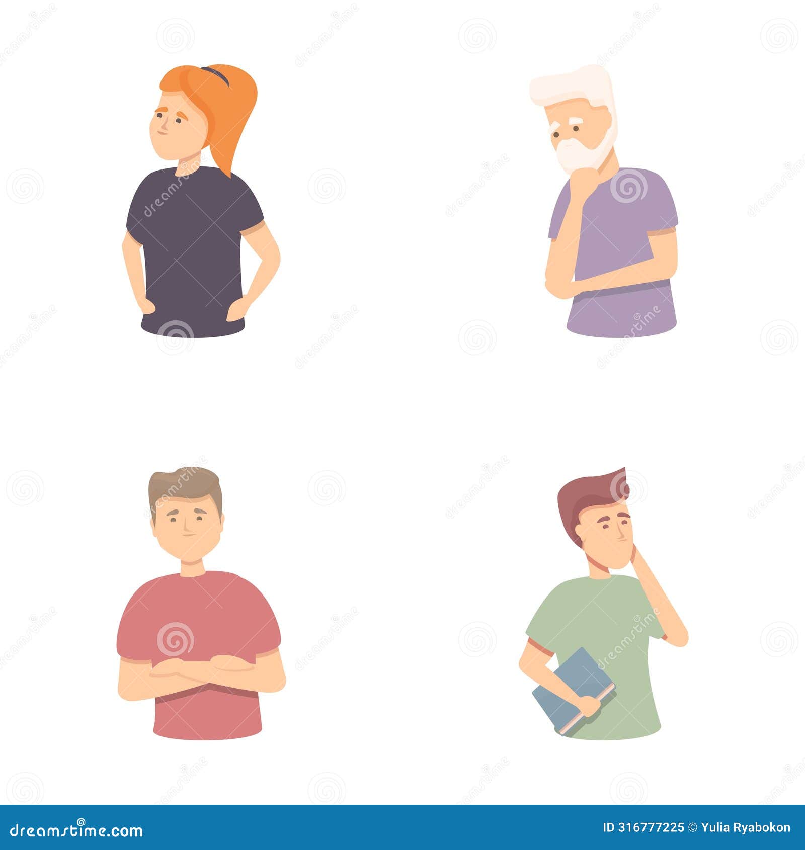 Dementia Icons Set Cartoon Vector Problem Memory Loss Clouding Mind