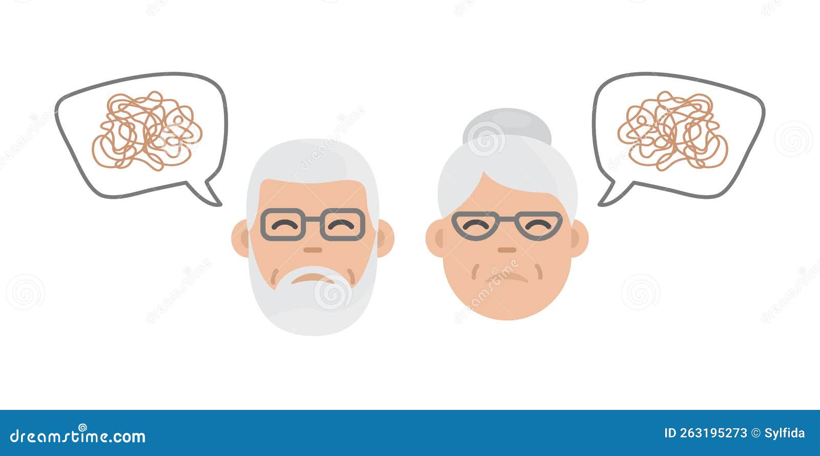 Dementia Patient Alzheimer Old Man And Woman Vector Memory Loss