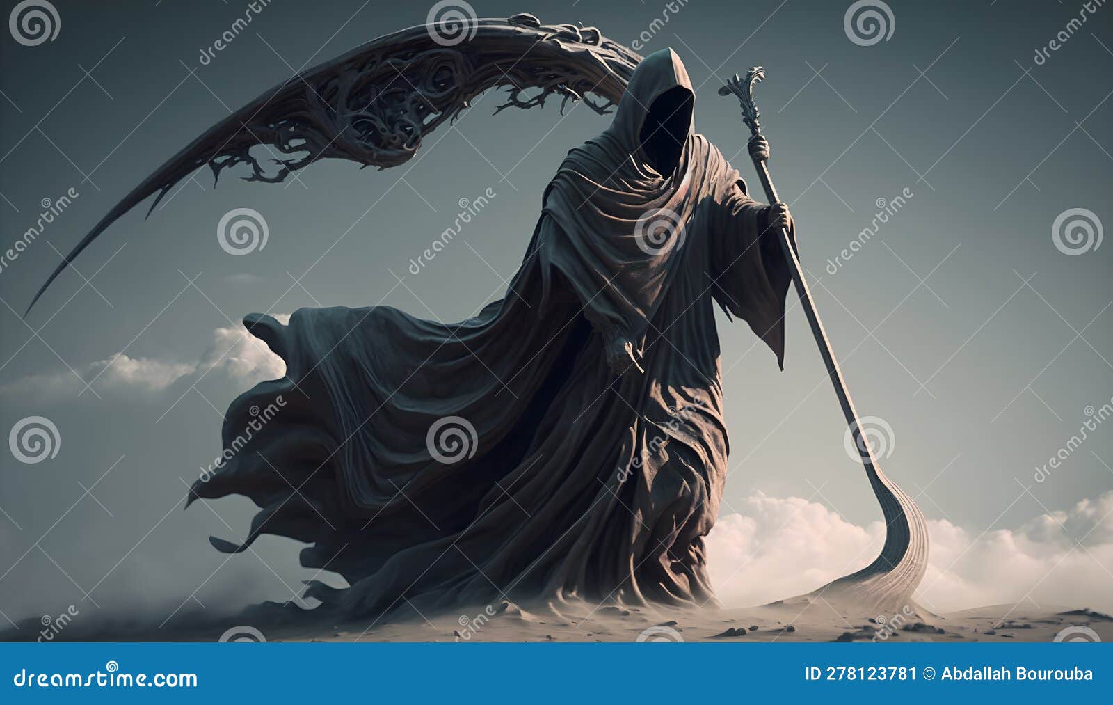 Shadowed Reaper Dementor With Scythe Of Desolation Stock Illustration Illustration Of