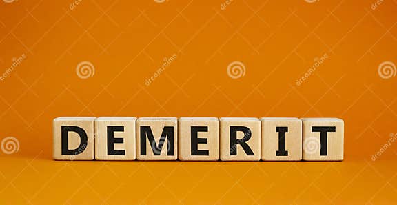 Demerit Symbol. the Concept Word Demerit on Wooden Cubes. Beautiful ...