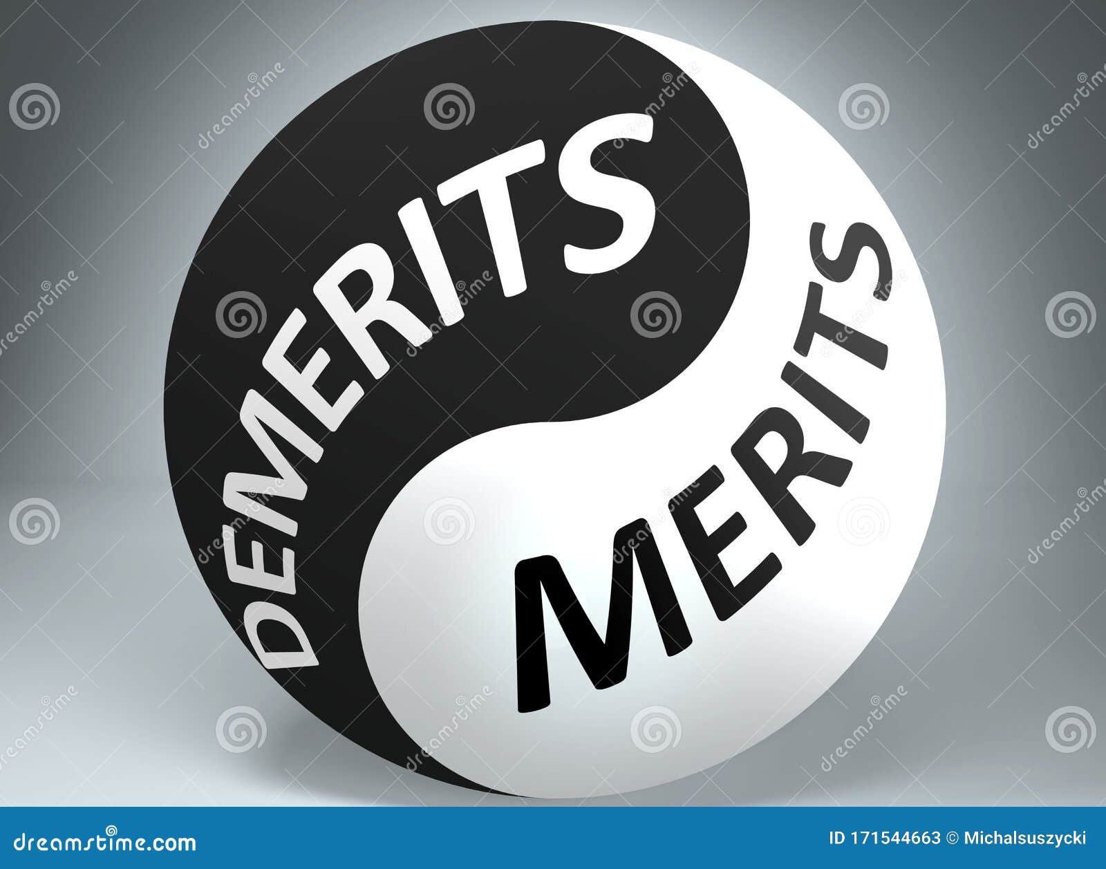 Demerits And Merits In Balance - Pictured As Words Demerits, Merits And ... Demerits And Merits In Balance - Pictured As Words Demerits, Merits And ...