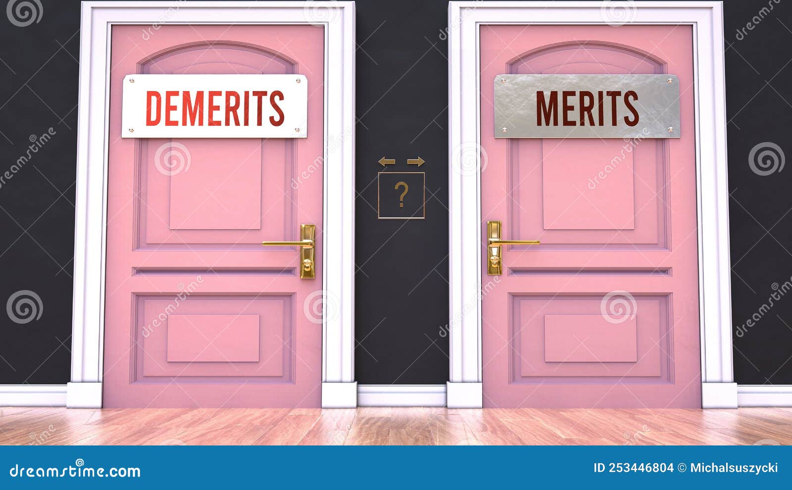 Demerits And Merits As A Choice - Pictured As Words Demerits, Merits On ... Demerits And Merits As A Choice - Pictured As Words Demerits, Merits On ...