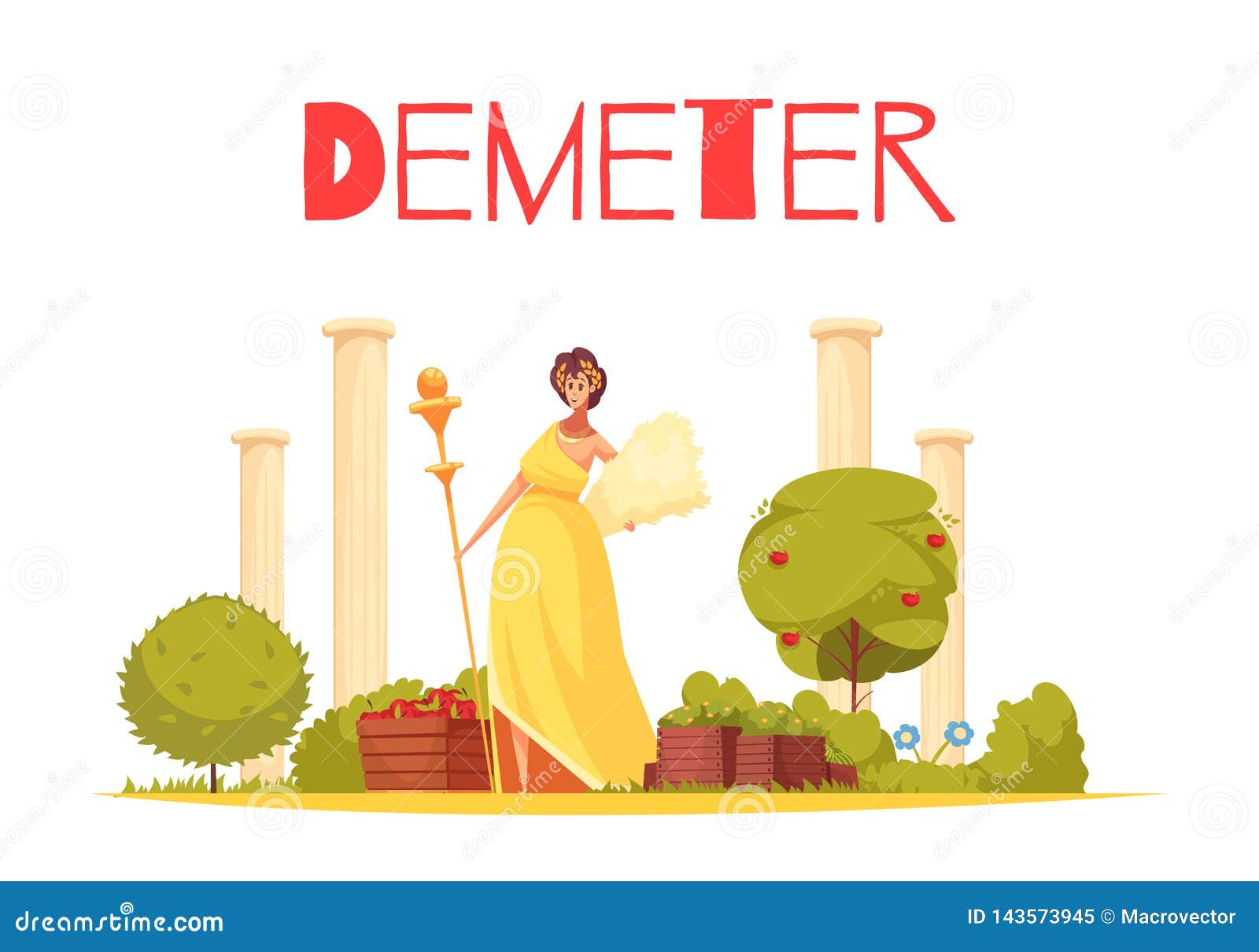 Demeter Cartoon Composition Stock Vector - Illustration of mythology ...