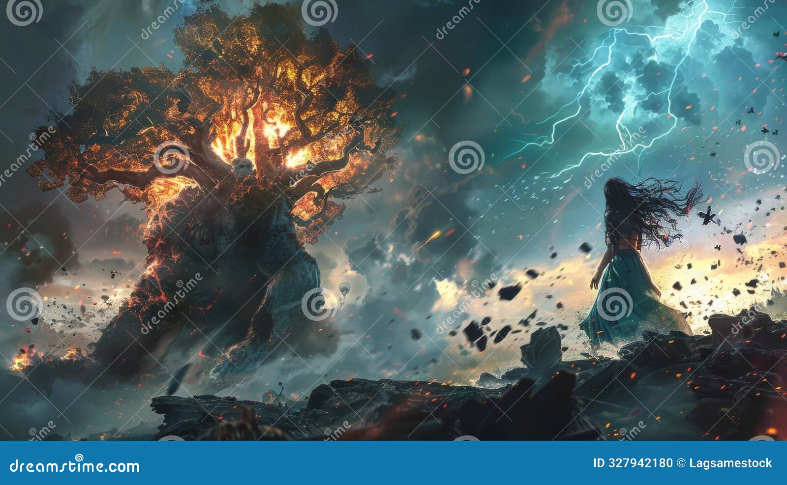 Demeter Summoning the Forces of Nature To Battle a Gigantic Roc Stock ...