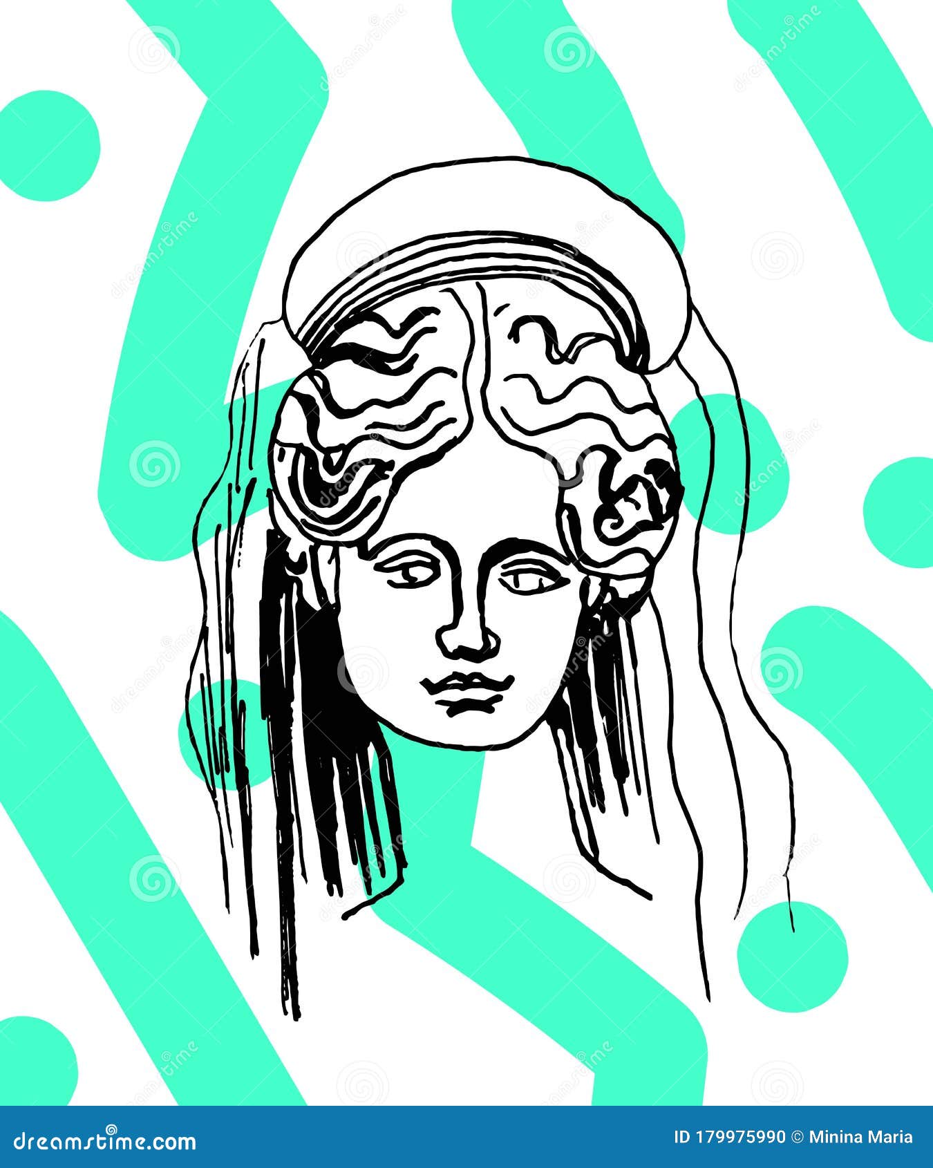 Demeter Vector Marble Head. Work of Art of Ancient Greece Era Stock ...