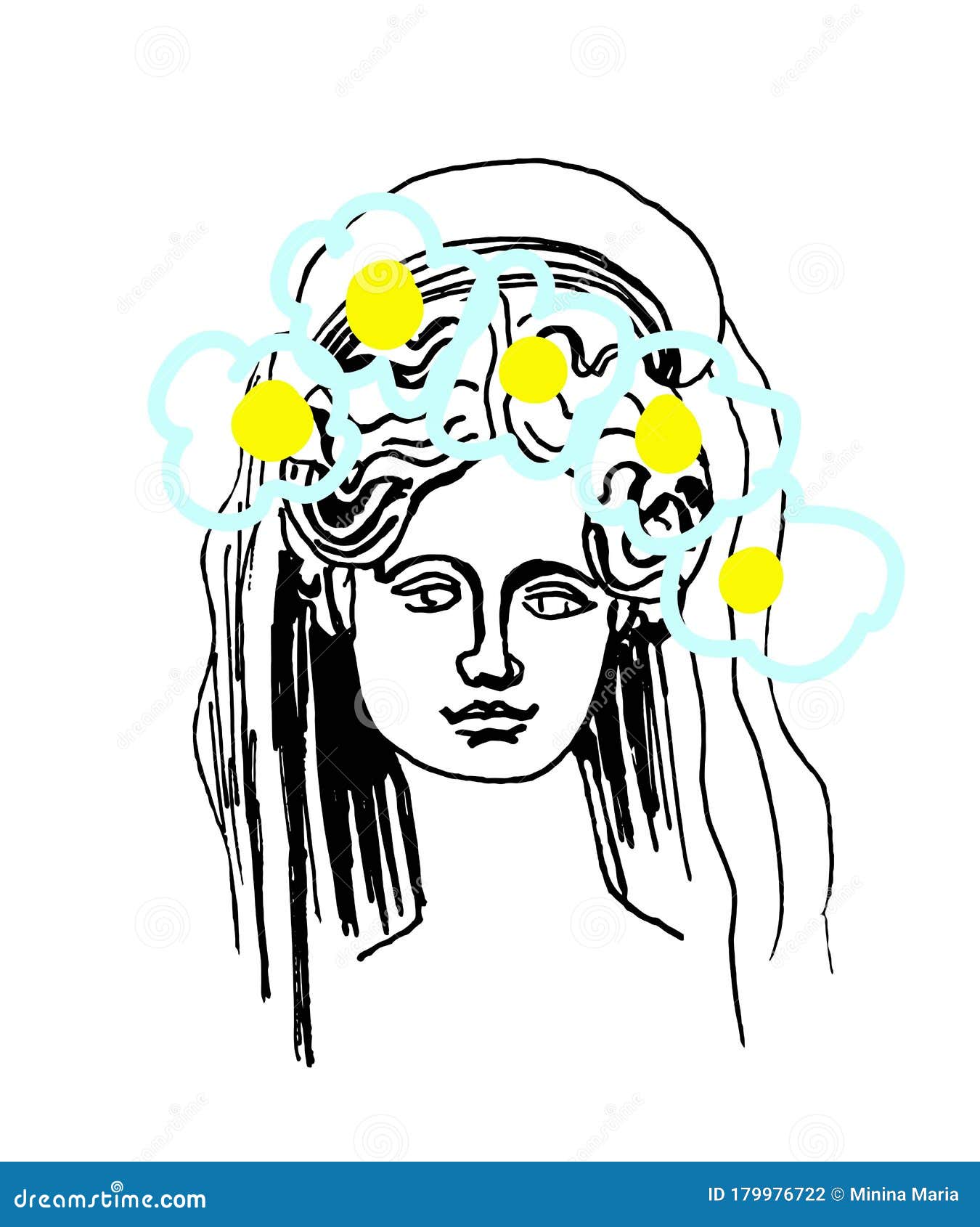 Demeter Vector Marble Head. Work of Art of Ancient Greece Era Stock ...