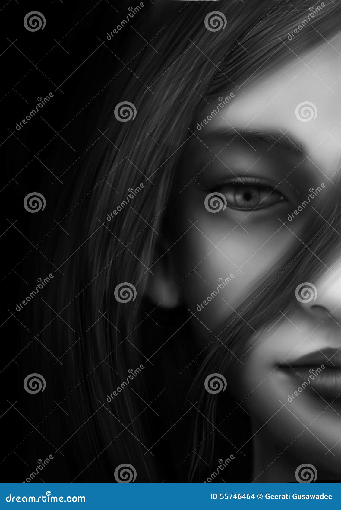 Demi femmes de visage photo stock. Image du noir, beau - 55746464