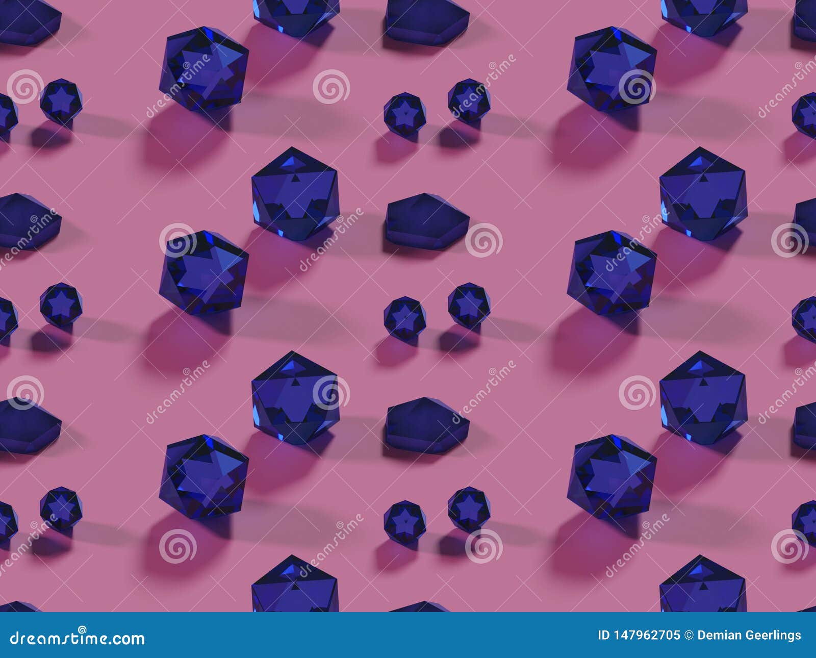3Demian Seamless Pattern Blue Gems Background Stock Illustration ...