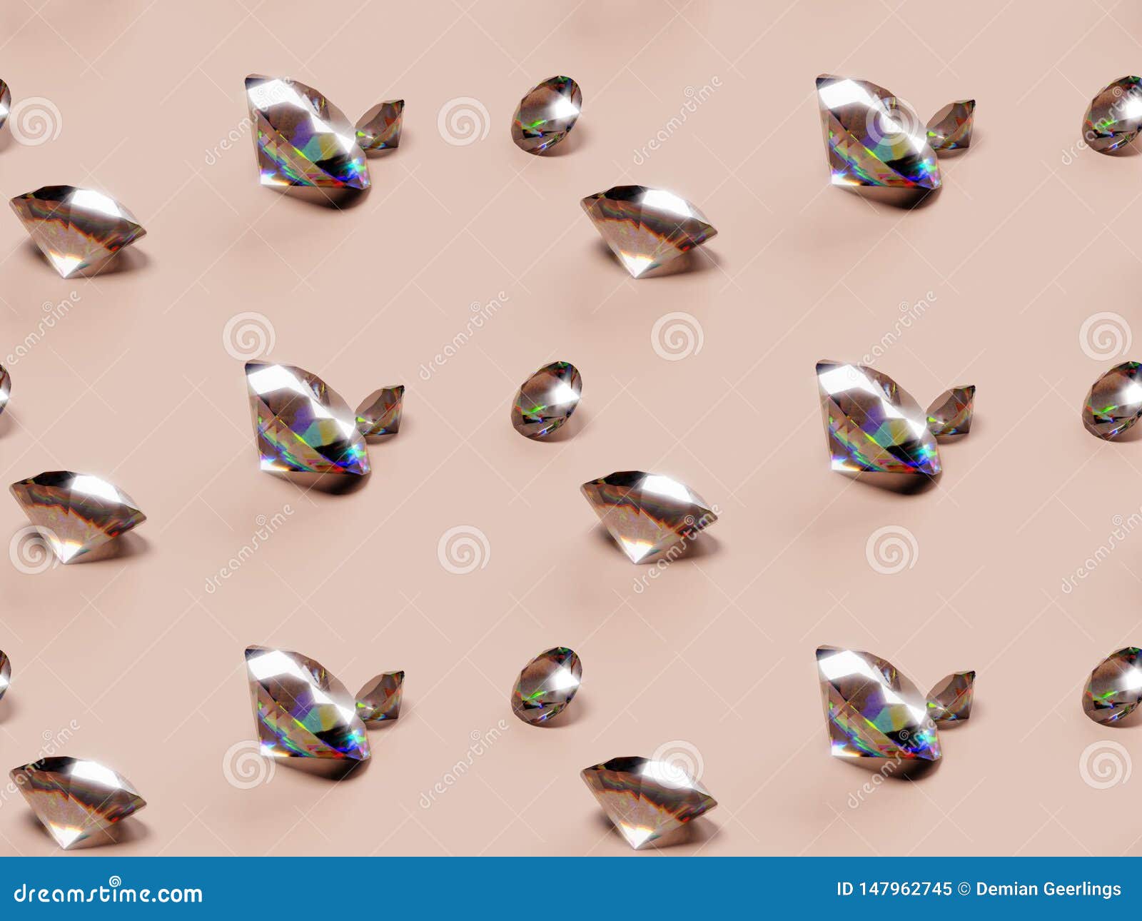 3Demian Seamless Pattern Diamonds on Beige Background Stock ...