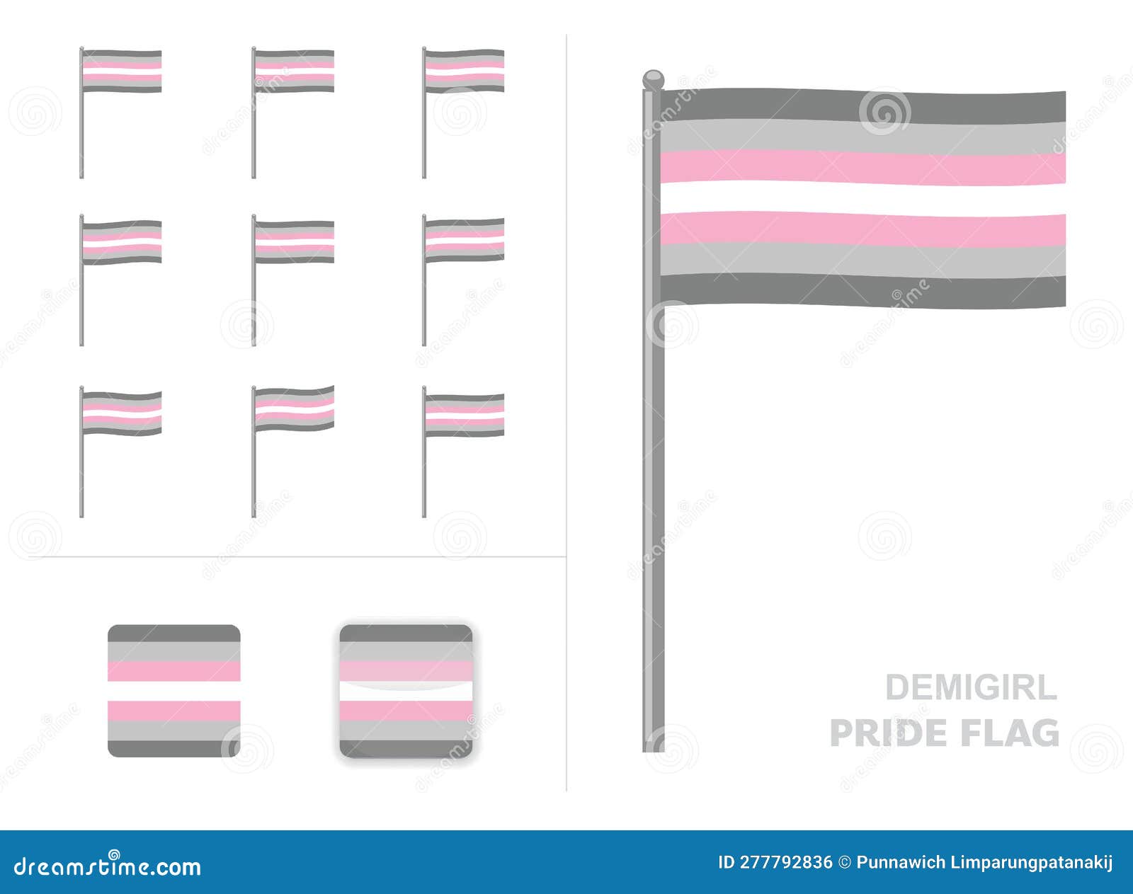 Demigirl Pride Flag Waving Animation App Icon Vector Stock Vector ...
