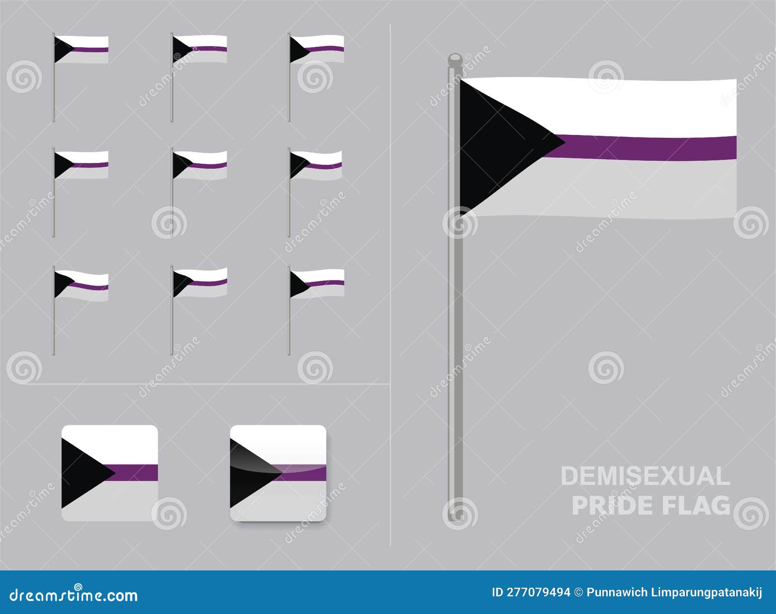 Demisexual Pride Flag Waving Animation App Icon Vector Stock Vector