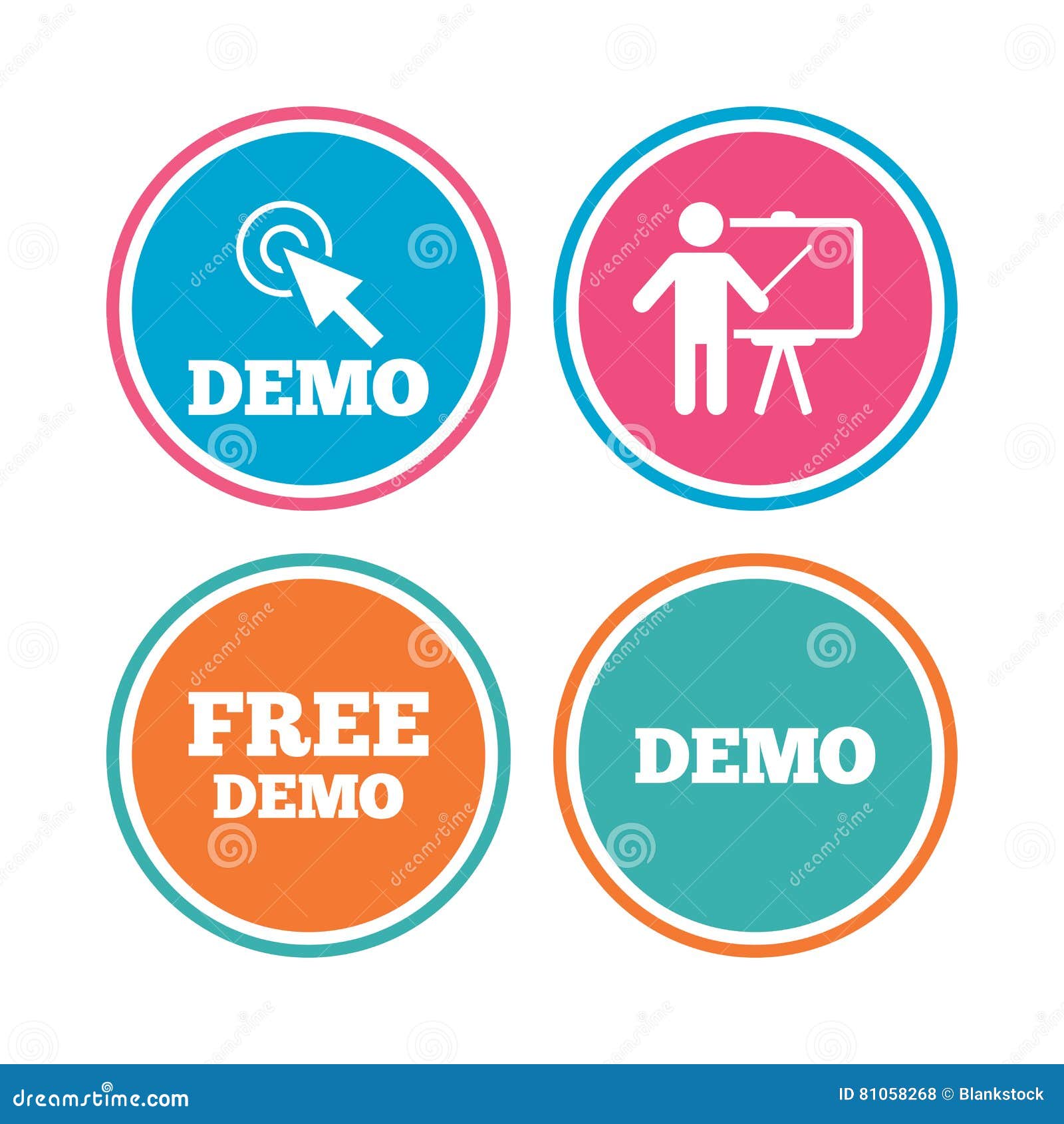 Demo With Cursor Icon. Presentation Billboard. Vector Illustration ...