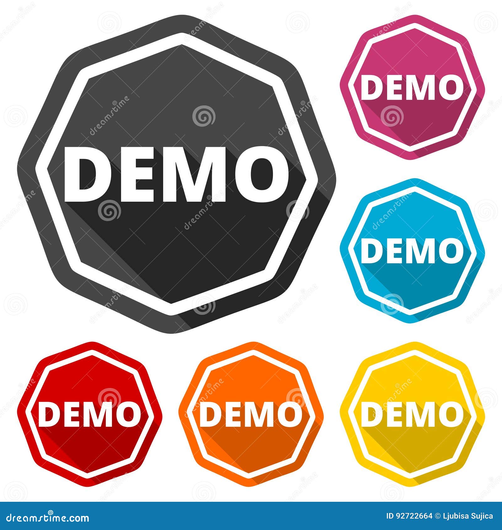 Demo Icons Set with Long Shadow Stock Illustration - Illustration of ...