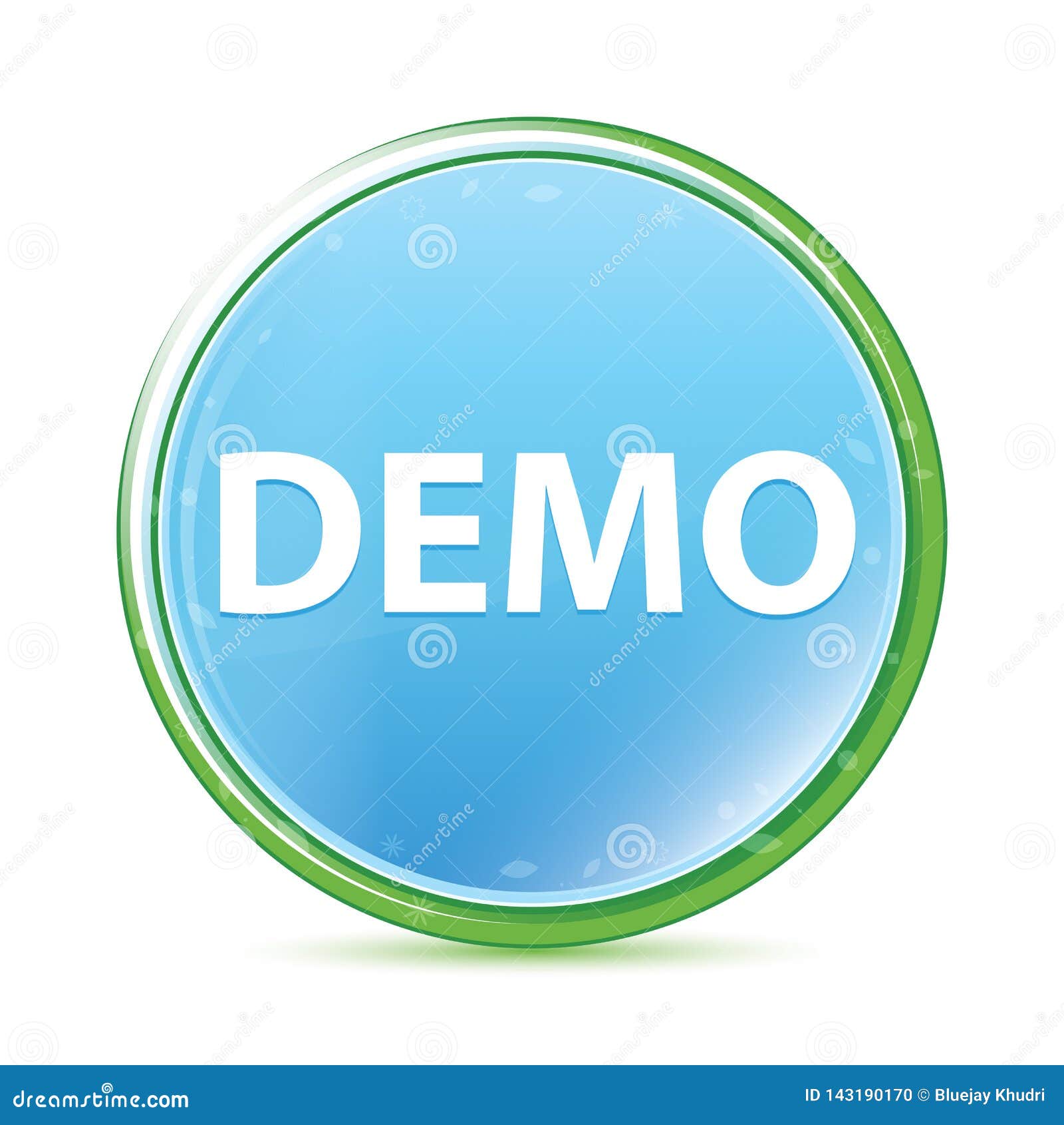 Demo Natural Aqua Cyan Blue Round Button Stock Illustration ...