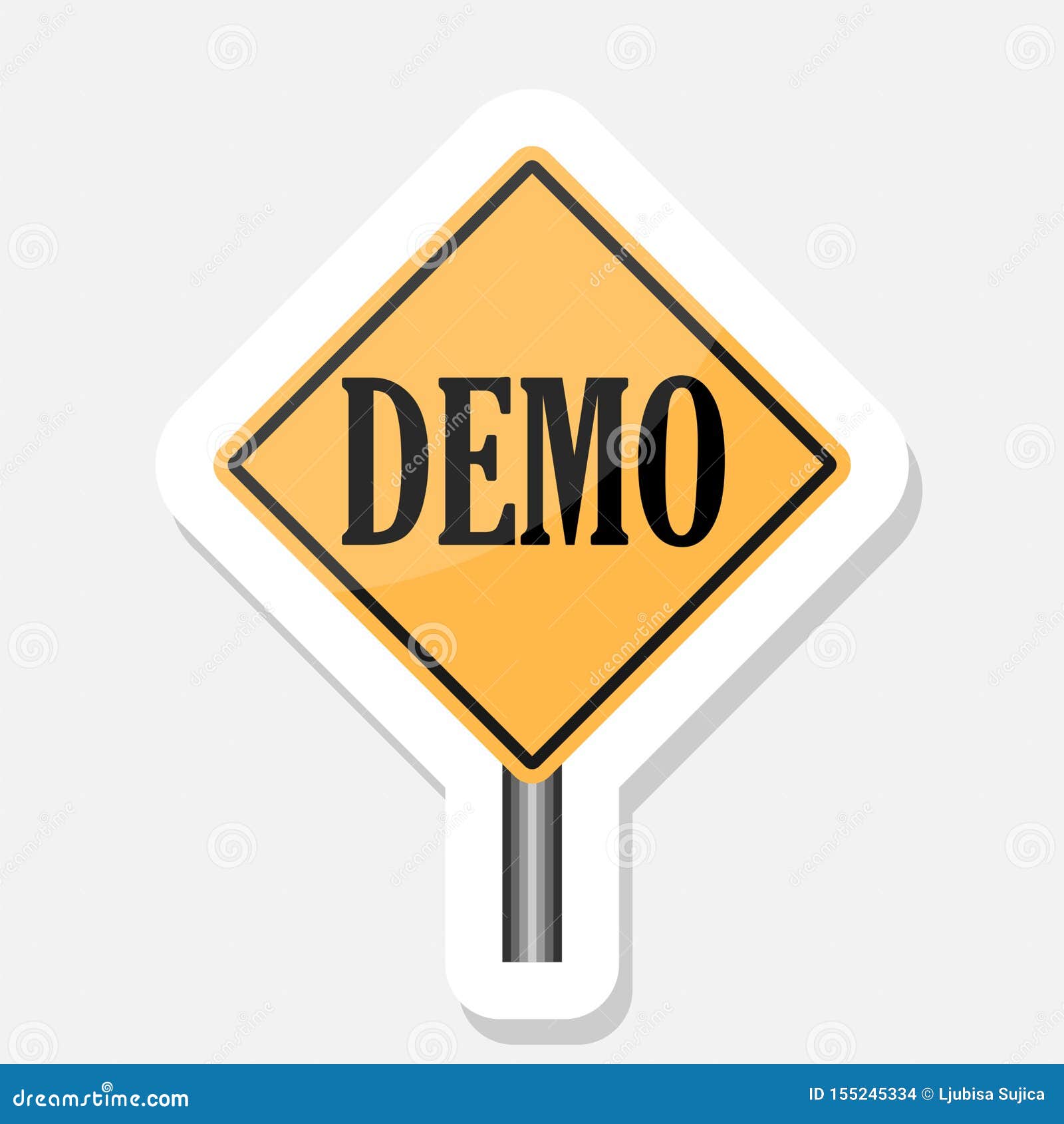 Demo road sign sticker stock vector. Illustration of text - 155245334