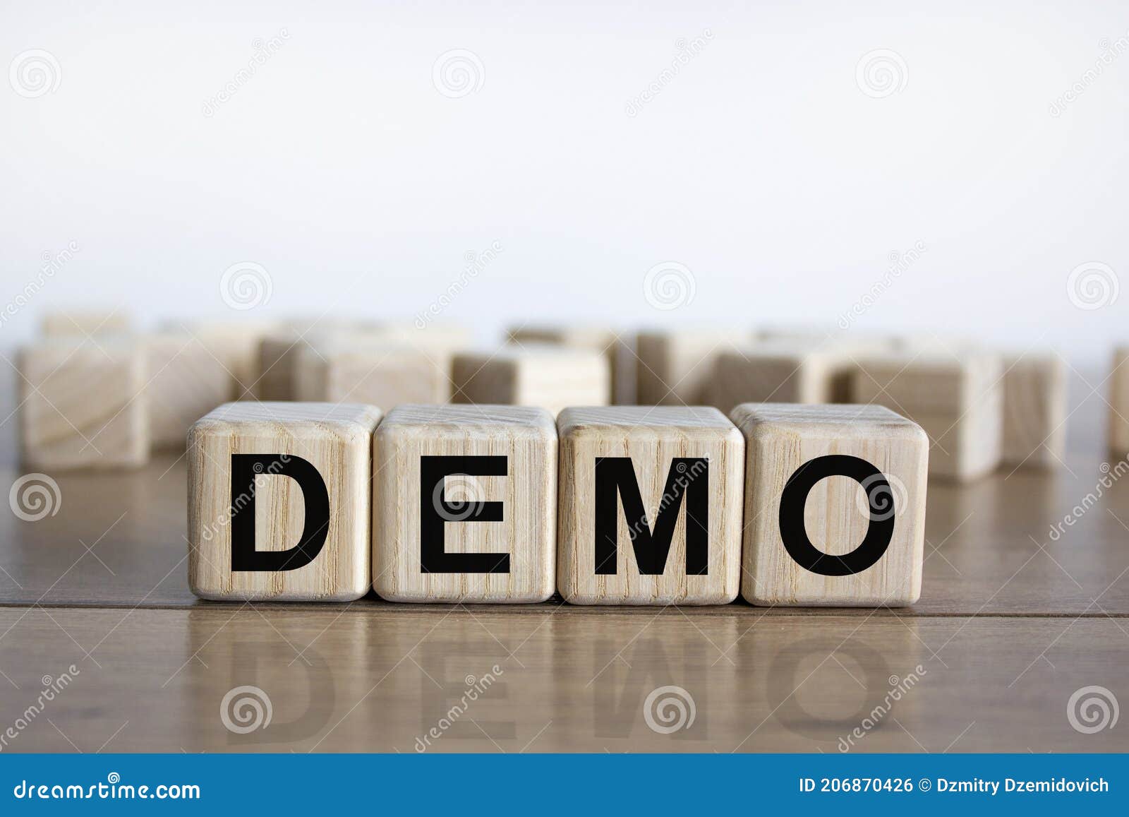 Demo Symbol Concept Word `demo` On Cubes On A Beautiful Wooden Table