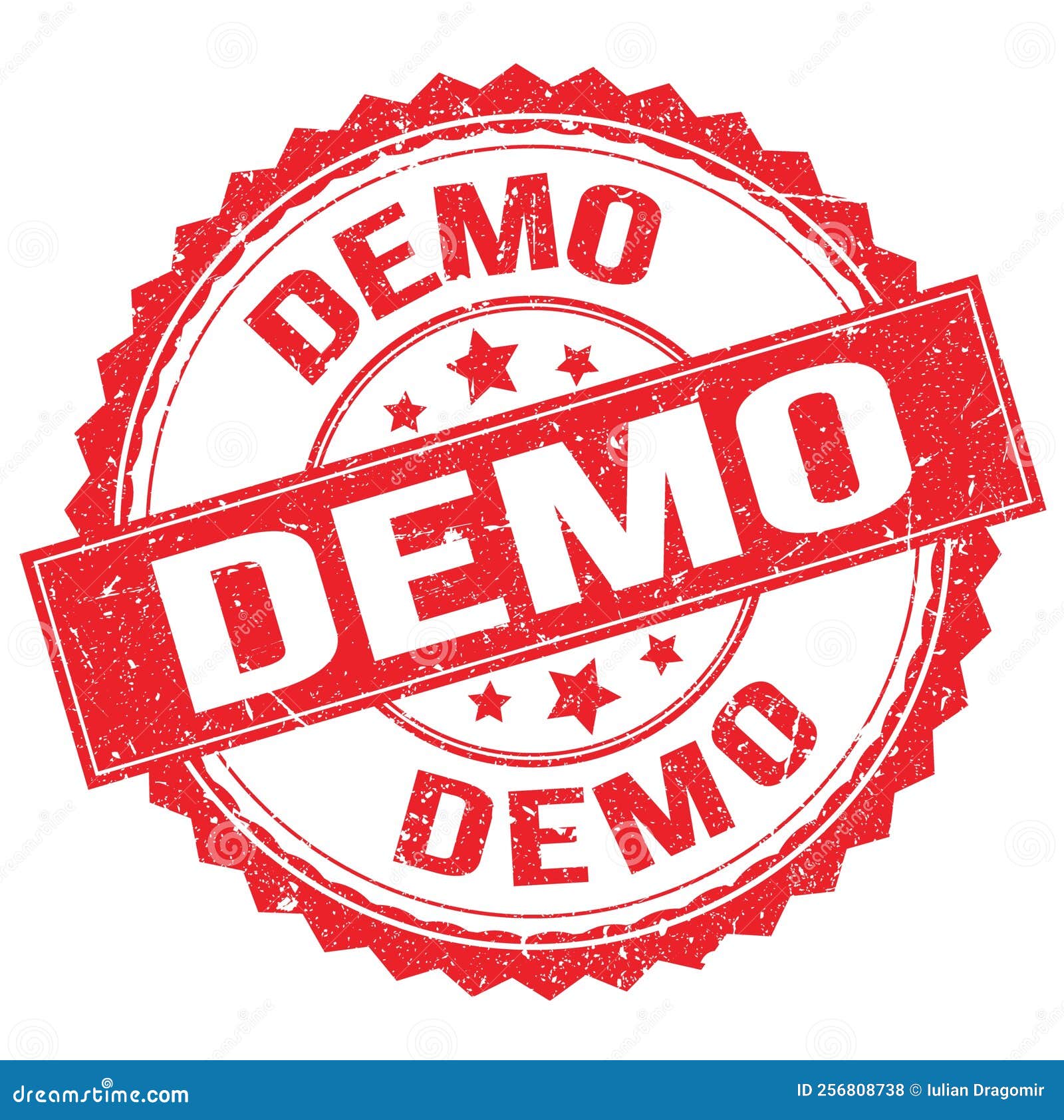 DEMO Text on Red Round Stamp Sign Stock Illustration - Illustration of ...