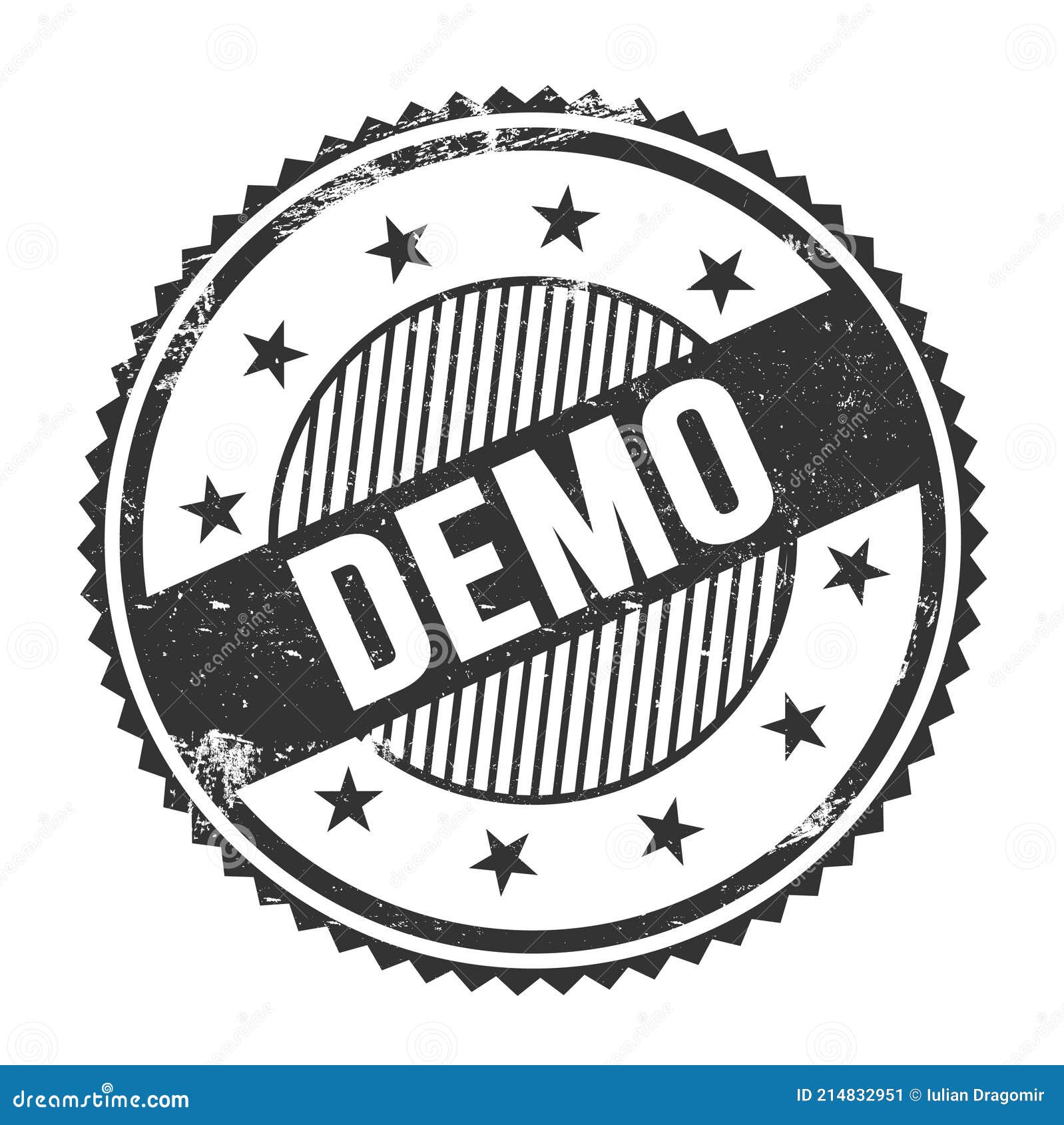 DEMO Text Written on Black Grungy Round Stamp Stock Illustration ...