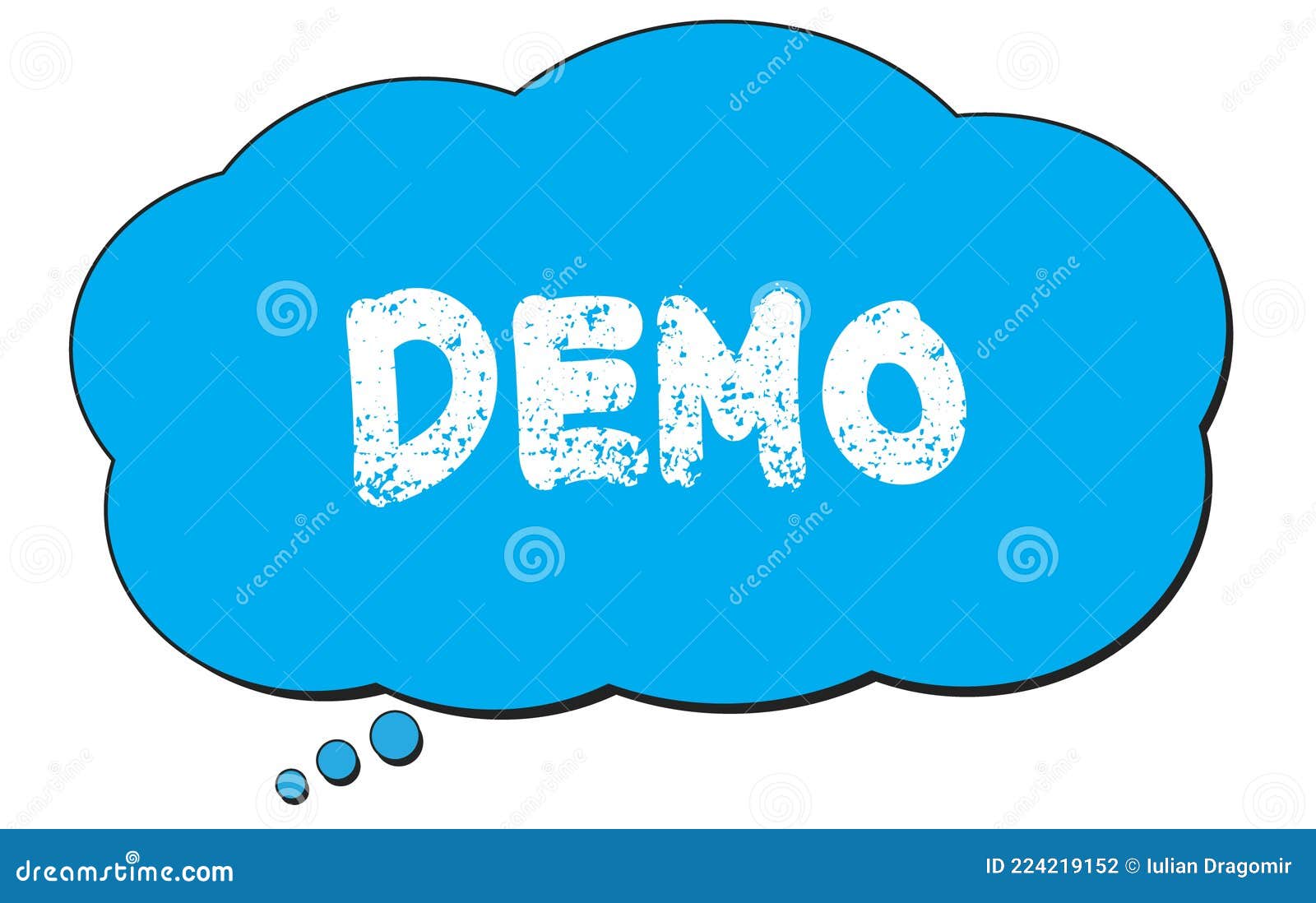 DEMO Text Written on a Blue Thought Bubble Stock Illustration ...