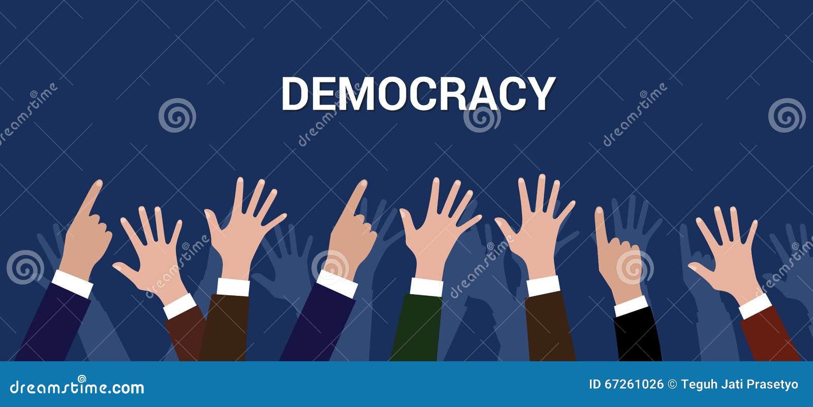 Democracy Democration Concept Crowd People Raise Hand Vector ...