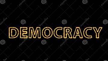 Democracy Graphic Text with Flame Fire Effect Stock Illustration ...