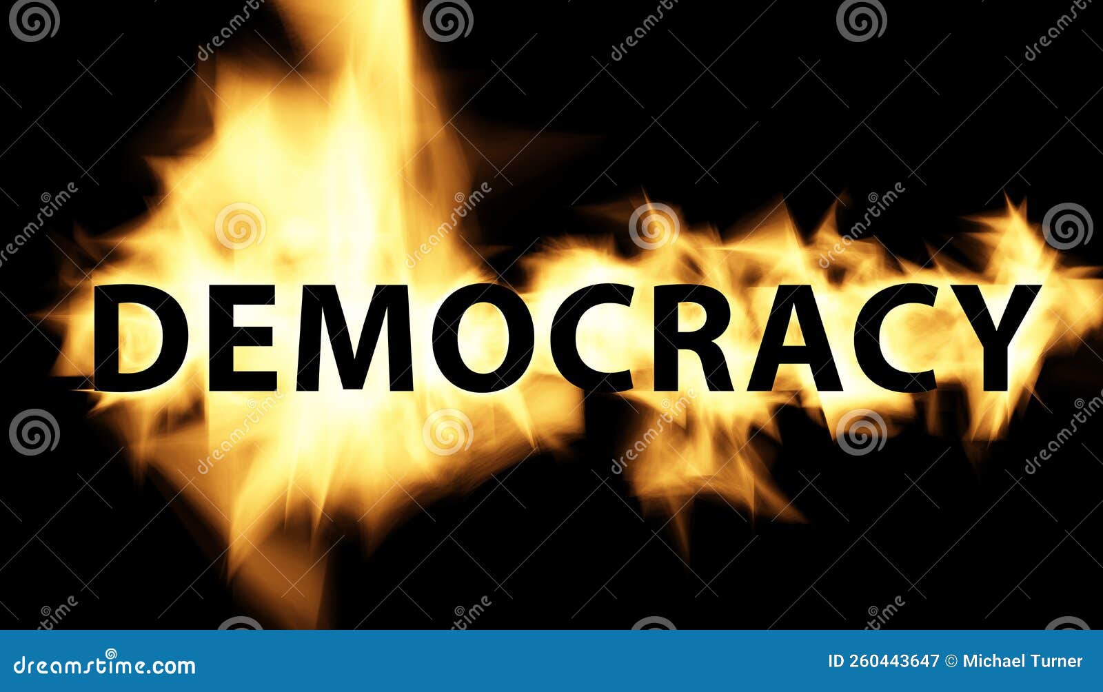 Democracy Graphic Text with Flame Fire Effect Stock Illustration ...