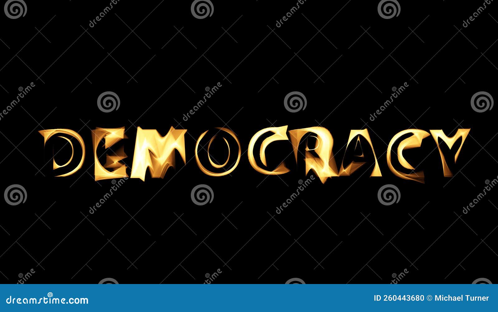 Democracy Graphic Text with Flame Fire Effect Stock Illustration ...
