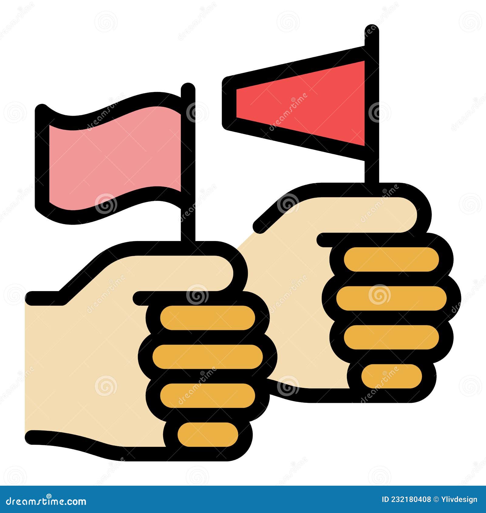 Democracy Hand Flag Icon Color Outline Vector Stock Vector ...