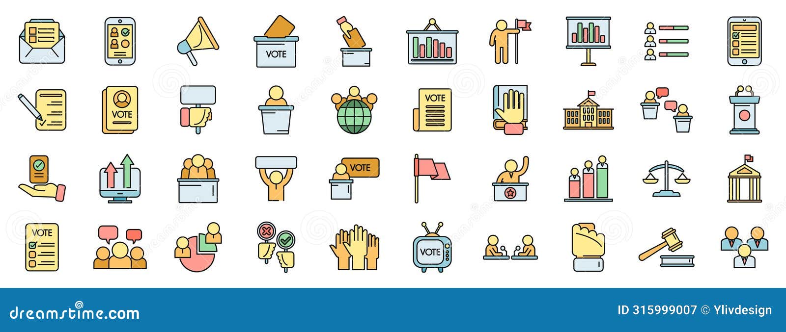 Democracy Icons Set Vector Color Line Stock Vector - Illustration of ...