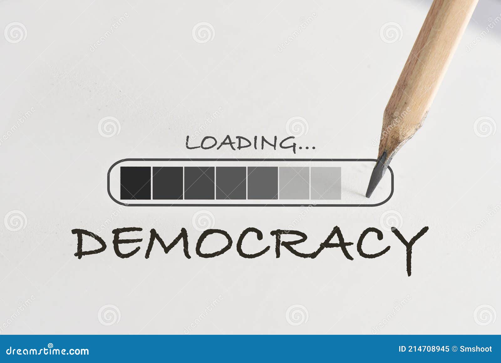 Democracy Loading Written on White Paper Stock Image - Image of ...