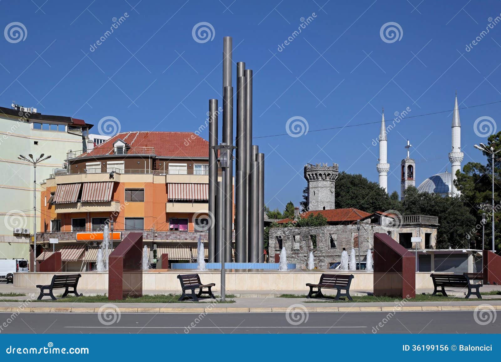 Democracy Square Shkoder stock photo. Image of town, square - 36199156