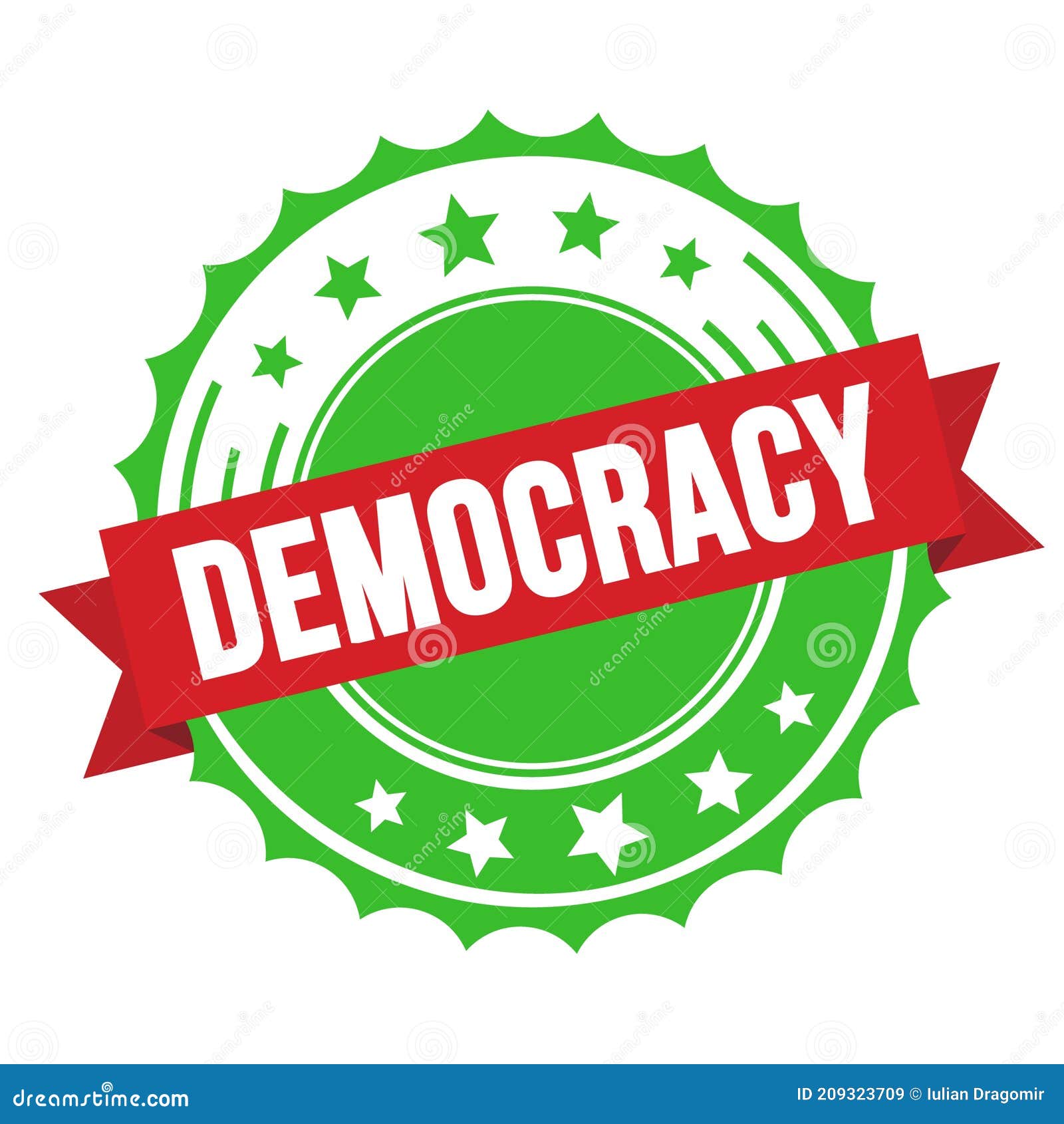 DEMOCRACY Text on Red Green Ribbon Stamp Stock Illustration ...