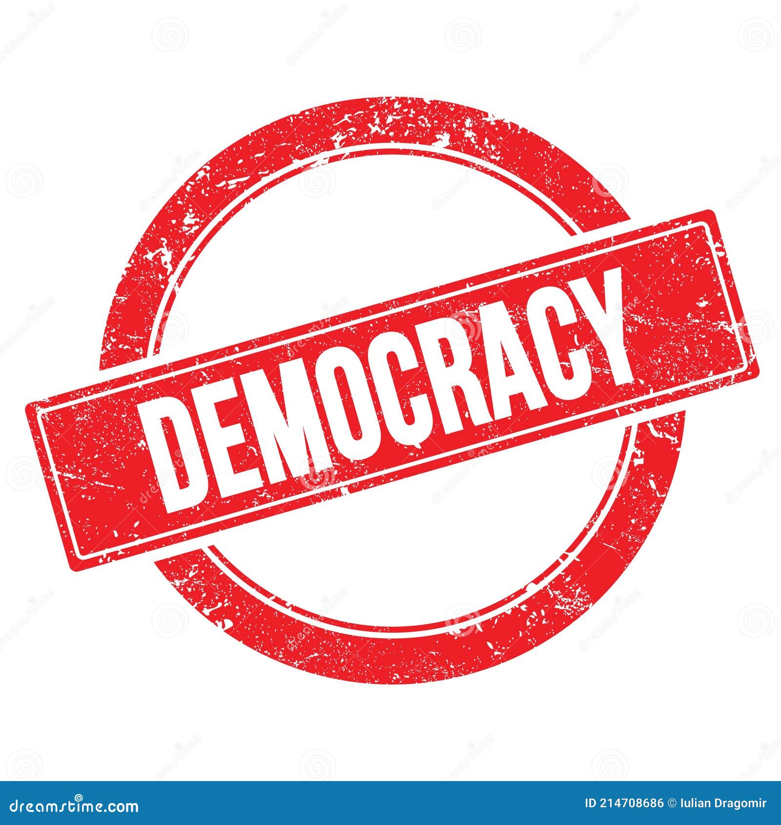 DEMOCRACY Text on Red Grungy Round Stamp Stock Illustration ...