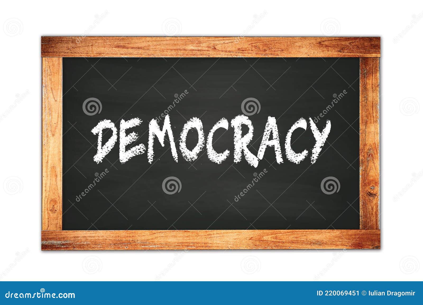 DEMOCRACY Text Written on Wooden Frame School Blackboard Stock ...