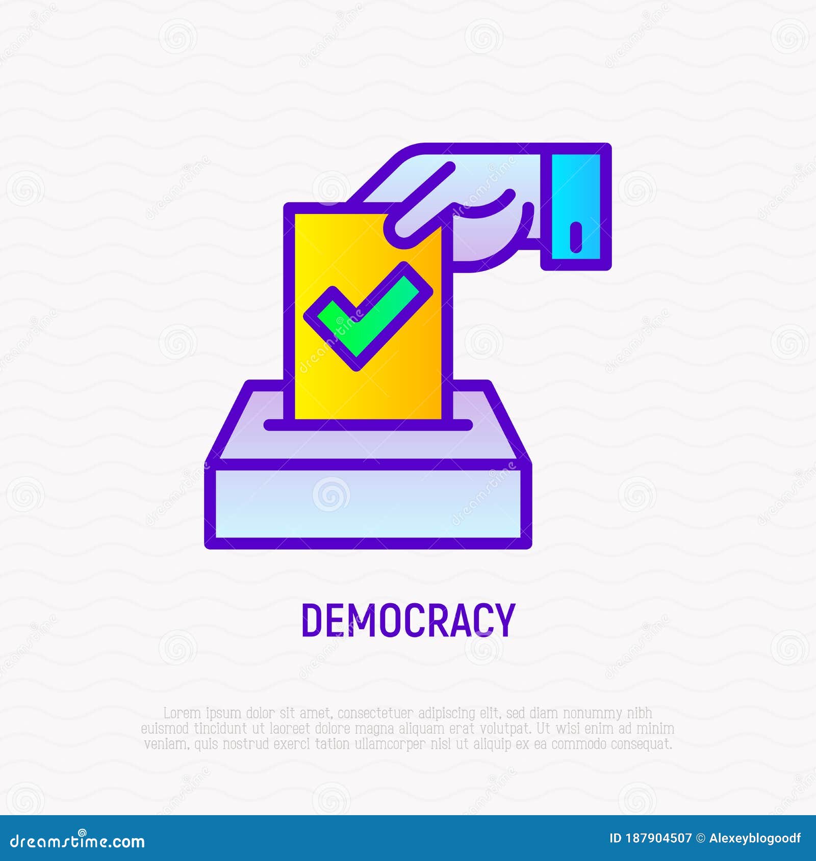 Democracy Thin Line Icon: Hand Puts Ballot with Tick in Box. Modern ... Democracy Thin Line Icon: Hand Puts Ballot with Tick in Box. Modern ...