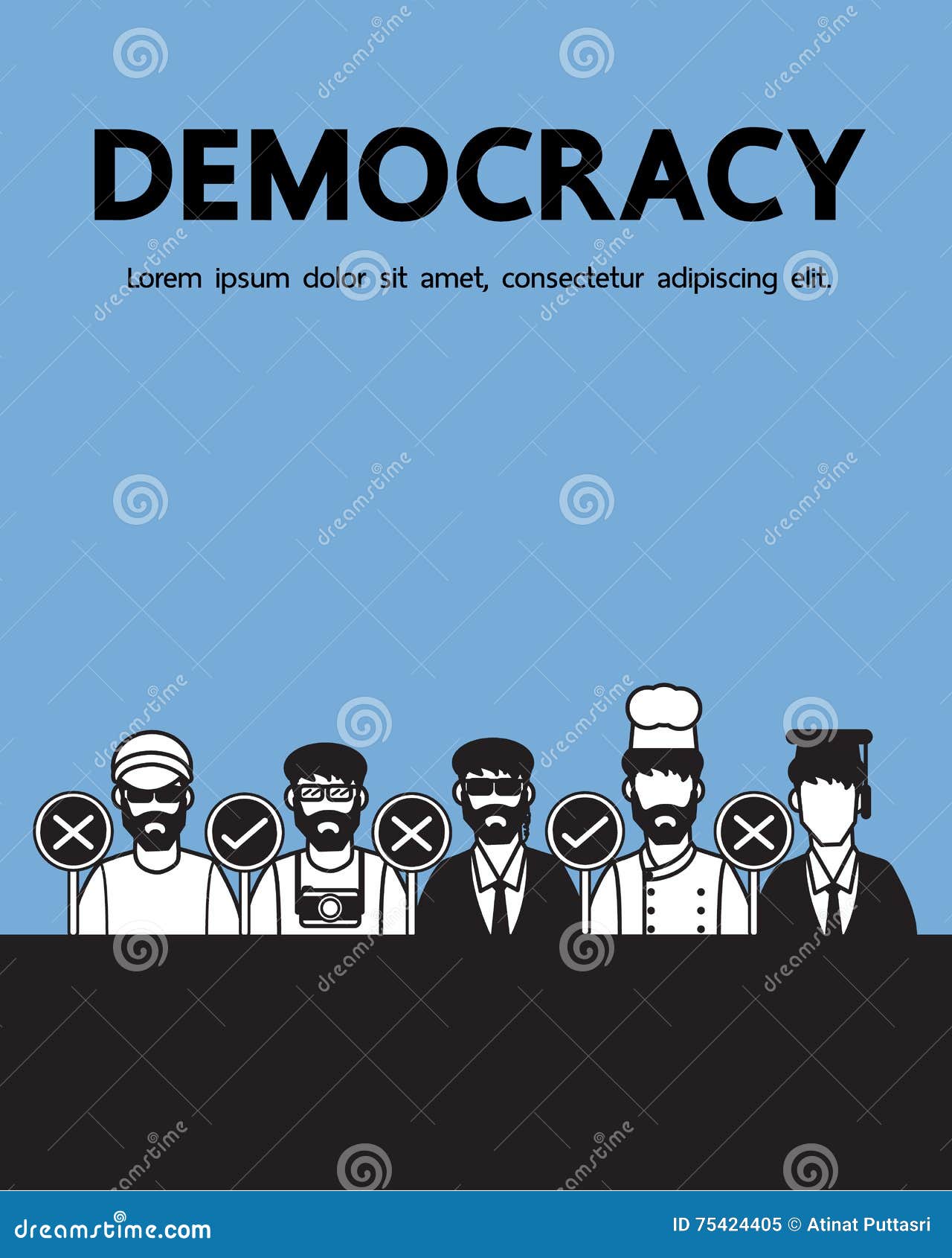 Democracy Vector Cartoon Design. Stock Vector - Illustration of concept ...