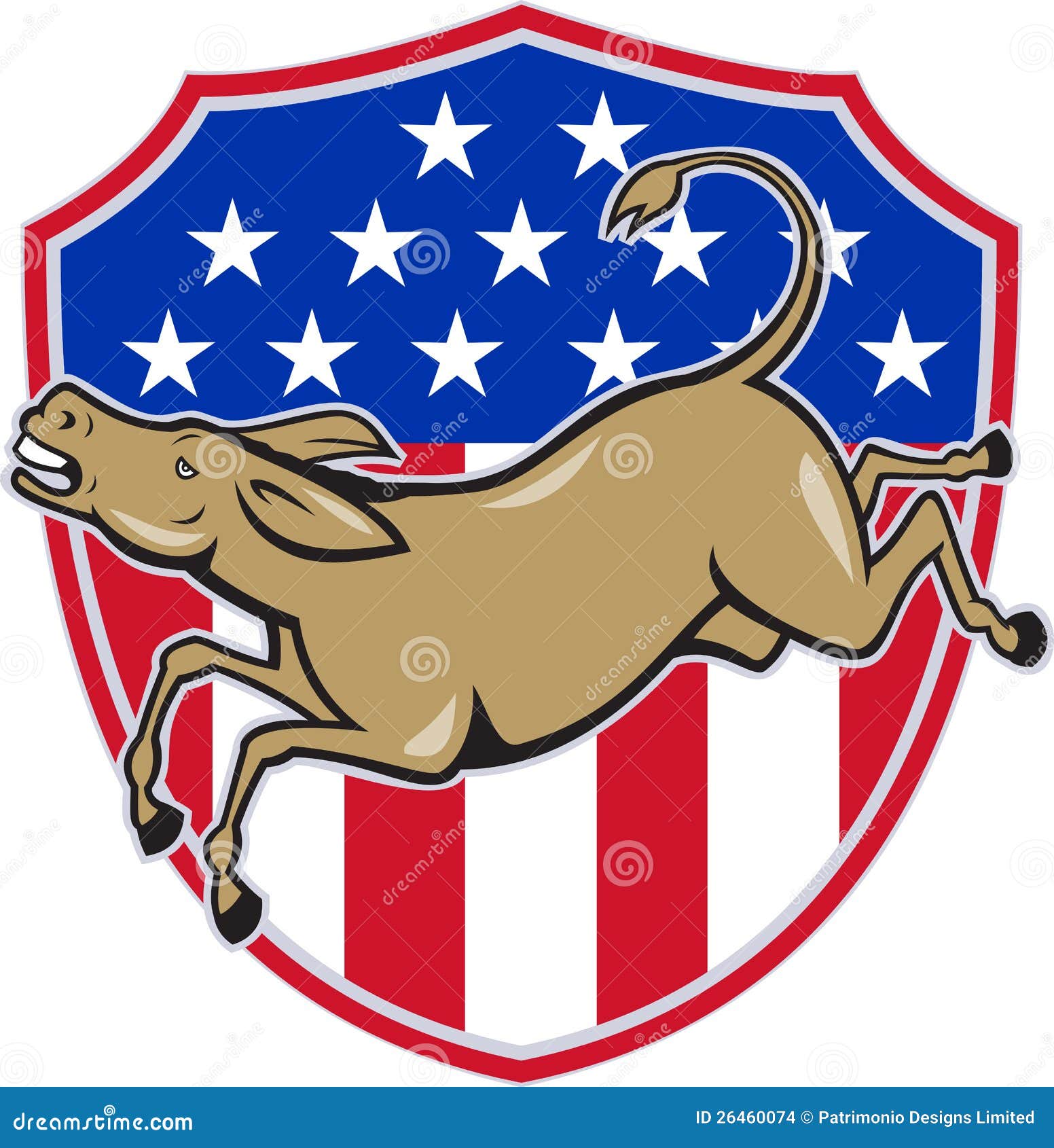 Democrat Donkey Mascot American Flag Vector Illustration ...