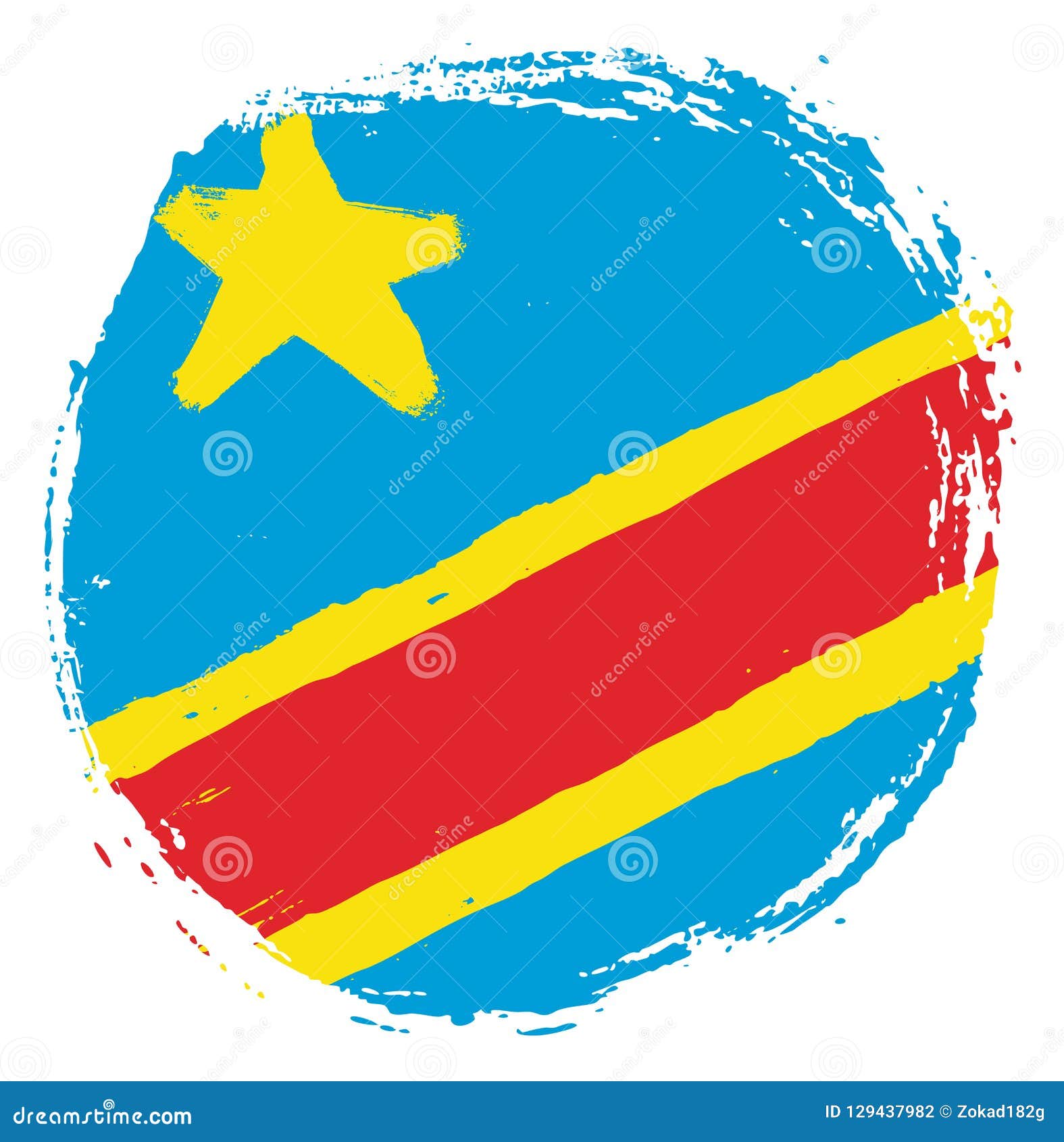 Democratic Republic of the Congo Circle Flag Vector Hand Painted with ...