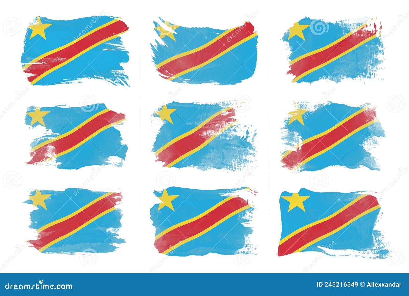 Democratic Republic Of Congo Flag Brush Stroke National Flag Stock