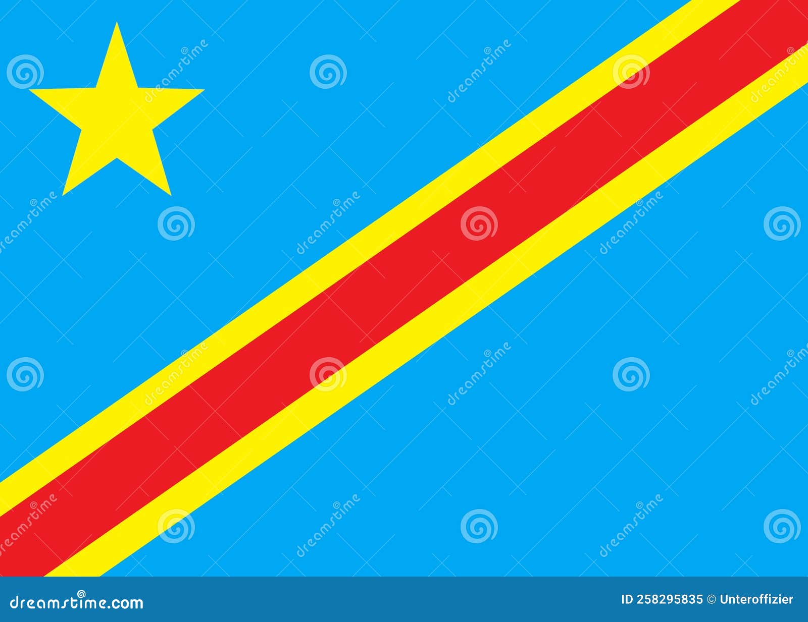 Democratic Republic of the Congo Flag Diagonal of Yellow and Red ...